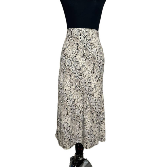 Rachel Zoe | Skirts | Rachel Zoe Cream Snake Print Pull On Midi Skirt ...